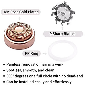 Facial Hair Remover Replacement Heads 4 Count, Compatible with Finishing Touch Flawless Facial Hair Removal Tool, Double Halo Second Generation