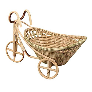 Cabilock Woven Fruit Basket Bamboo Bread Basket Container Bowl Candy Basket Serving Basket Flower Basket Appetizer Tray Storage Basket Tricycle Design for Fruit Snack Nuts Chip