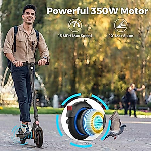 Wheelspeed Electric Scooter Primer, 12-14 Miles Long Range & 15 MPH Lightweight Commuting Electric Scooter, 350W Motor & 8.5" Pneumatic Tires Portable E-Scooter for Adults with Anti-Theft E-Lock