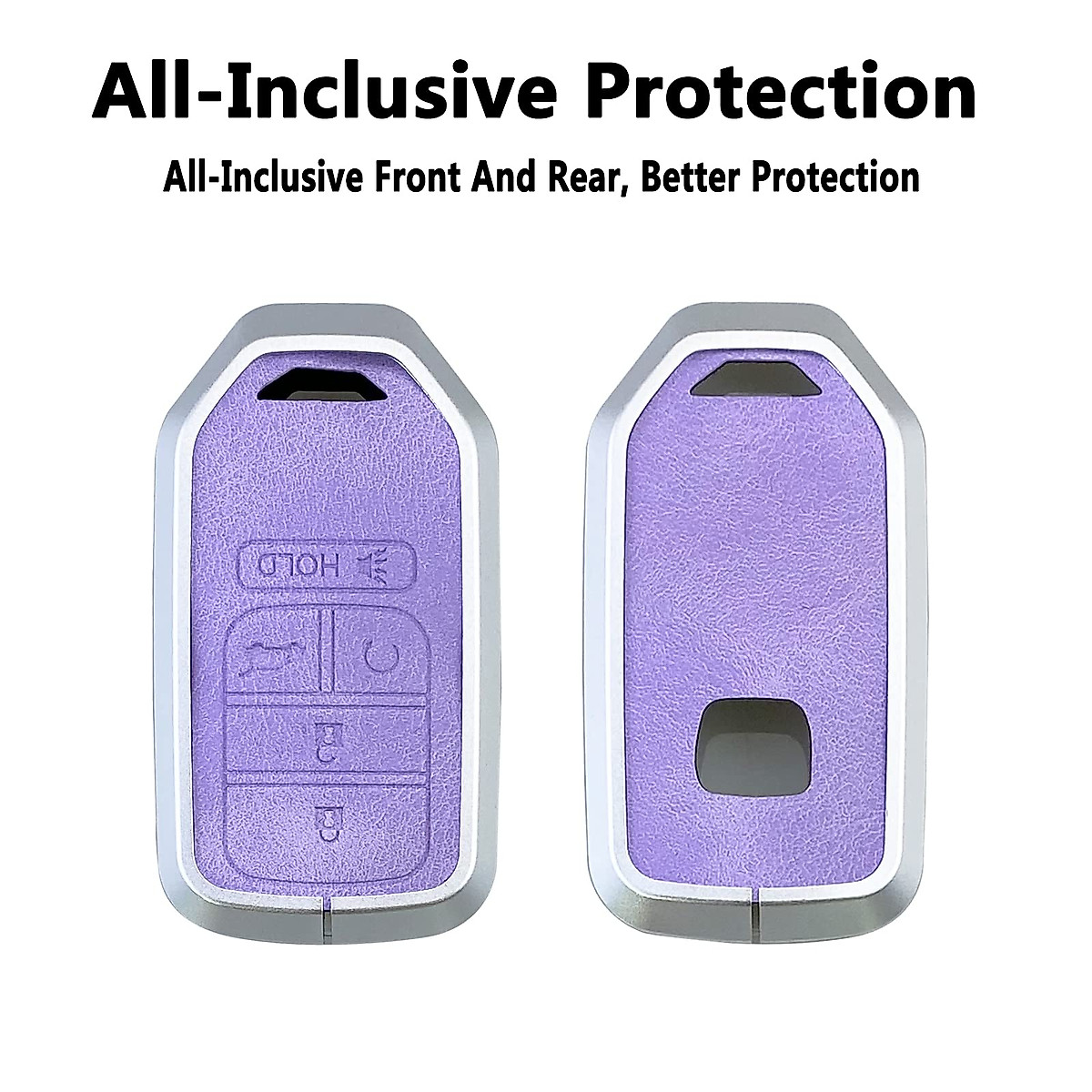 Yuebutor Aluminum Alloy Key Fob Cover Case Compatible with Honda Accord Civic Pilot CRV HRV CRZ Fit Odyssey Passport Jed Crider Crosstour Crider Spirior Accessories (Purple)