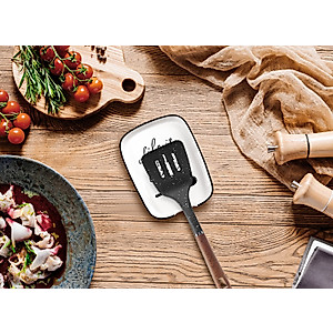 Hvukeke Ceramic Spoon Rest for Stove Top, Funny Life is Short Lick the Spoon White Spoon Holders for Kitchen Counter, Modern Farmhouse Kitchen Cute Decor