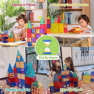 Magnetic Building Tiles, 78pcs Colorful 3D Transparent Magnet Building Blocks Set, Educational Toy Gift for Kids Boys Girls (78PCS)
