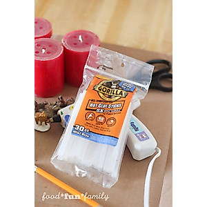 Gorilla Hot Glue Sticks, Full Size, 4" Long x .43" Diameter, 30 Count, Clear, (Pack of 3)