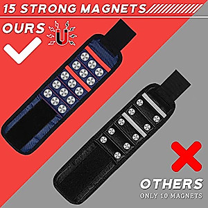 4 Pcs Magnetic Wristband Tool Belt with 15 Magnets to Hold Screws, Nails and Drilling Bits Gifts for Men Dad Fathers Husband Women Cool Gadgets for Christmas Stocking Stuffers Birthday Ideas (Blue)