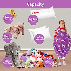 Aubliss Stuffed Animal Bean Bag Storage Chair (Purple Unicorn, Medium (32''))