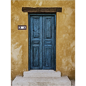 Toro del Oro - House Number - Number for House, Glazed Ceramic, Hand Painted Spanish Technique Cuerda Seca, Names and Addresses, Blue Bow Model 5.5 x 10.5 cm (5)