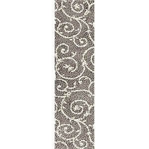 Cozy Contemporary Scroll L.Grey-White 2' X 7'2" Indoor Shag Area Rug Runner