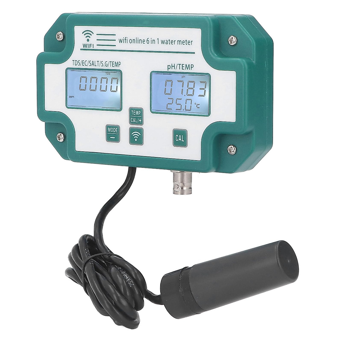 Water Quality Meter 6 in 1 TDS EC SG Salt Temperature Tester Salinity Monitor Real Time Transmission WiFi Connection Water Quality Detector Water Monitor