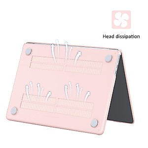 EooCoo Case Compatible with MacBook Air 13 inch 2022 2021-2018 M1 A2337 A2179 A1932 with Retina Display, Glossy Plastic Hard Shell, Keyboard Skin Cover, Screen Protector, Cute Pink