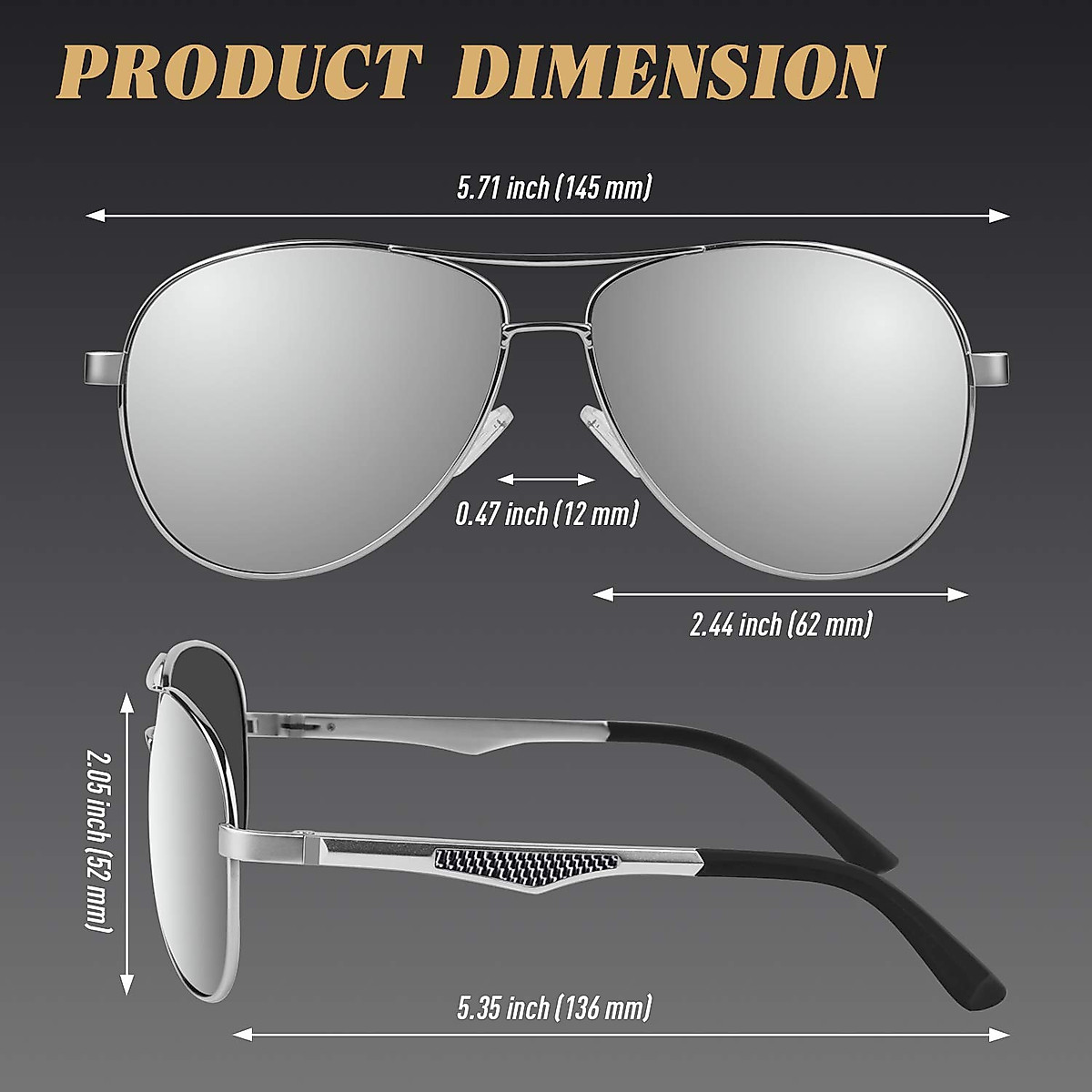 CGID GA61 Premium Al-Mg Alloy Pilot Polarized Sunglasses UV400, Full Mirrored Spring Hinges Sun Glasses for Men Women Mens Shades