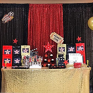 JYFLZQ Gold and Burgundy Sequin Backdrop Curtains 4 Set Glitter Photo Booth Backdrop for Photoshoot Photography Sparkly Shimmer Background for Parties Wedding