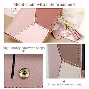 FuninCrea Ladies Zipper Wallet, Small Purse with Metal Snap Button, Leather Wallet for Women with Coin Bag, Multifunction Ladies Bifold Wallets, Credit Card Holder Wallet for Girls (pink)