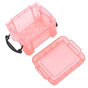 Sevenfly Family Plastic Storage Bin with Lid Medicine Box Lockable Container ​for Toy Desktop Jewelry Accessory Drawer Or Kitchen,pink