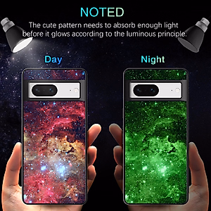 BENTOBEN for Google Pixel 7 Case, Slim Fit Glow in The Dark Hybrid Hard PC Soft TPU Bumper Drop Protective Girls Women Men Phone Cover for Google Pixel 7 6.3", Nebula/Galaxy