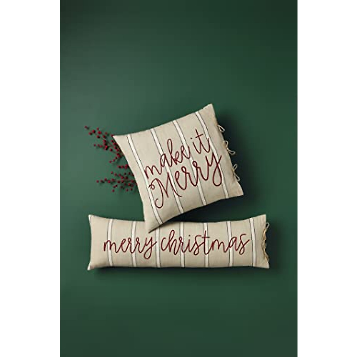 Mud Pie Christmas Woven Pillow, 11" x 35", Make it Merry 116 Count