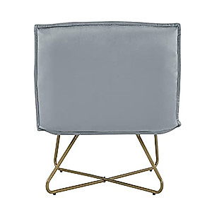 Linon Light Grey Velvet Gold Metal Base McAllister Accent Chair
