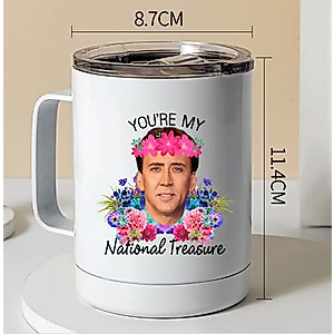 Nicolas Mug Stainless Steel Coffee Mug Nicolas Cage Themed You're My National Treasure Coffee Cup Travel Mug for Women Men Personalized Gift for Mom Dad 11 Ounce