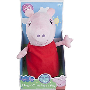 Peppa Pig Hug N' Oink Plush Stuffed Animal Toy, Large 12" - Press Peppa's Belly to Hear Her Talk, Giggle & Oink - Ages 18+ Months