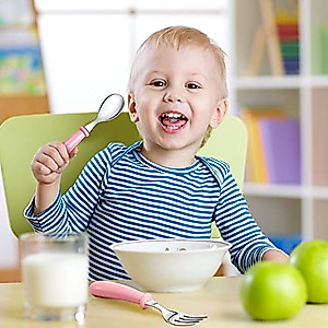 24 Pieces Toddler Spoons and Forks Toddler Silverware Set Stainless Steel Utensils Kids Cutlery Toddler Silverware with Round Handle for Safe Dining Lunch Box Kitchen