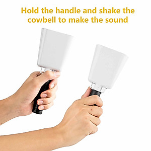 Steel Cow Bell with Handle Cowbells,Cheering Bell and Loud Noise Makers Hand Bells for Sporting Events,Football Games,School Bell,Farm Hand Chimes Percussion Musical Instruments (8 inch White)
