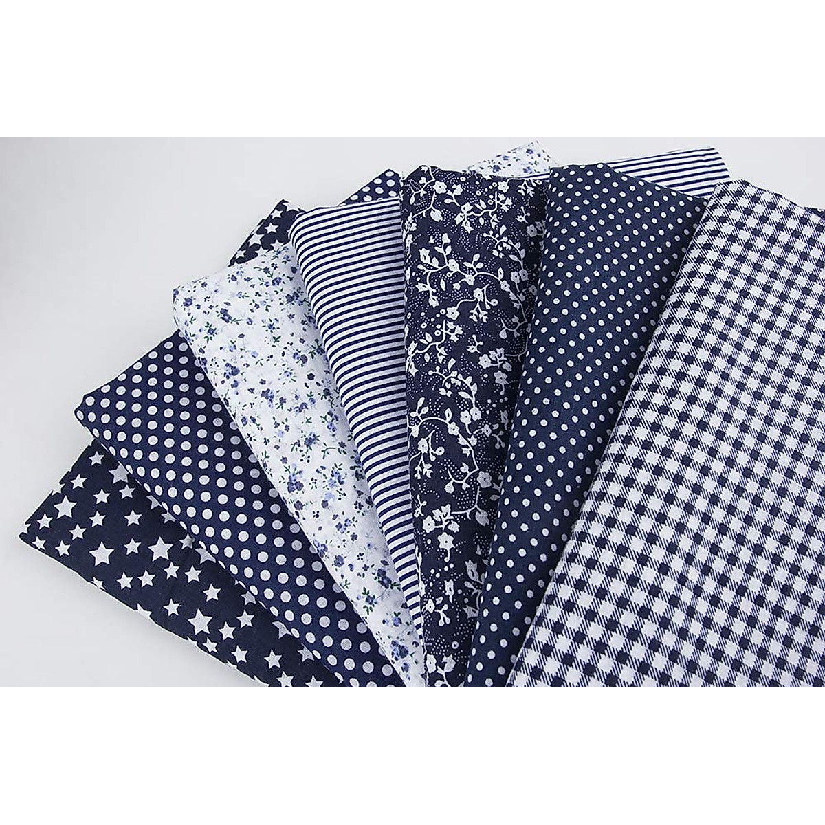 7Pcs 20" x 20" Cotton Fabric DIY Making Supplies Quilting Patchwork Fabric Fat Quarter Bundles DIY for Quilting Patchwork Cushions Cotton Fabric for Patchwork (20" x 20", Navy Blue)
