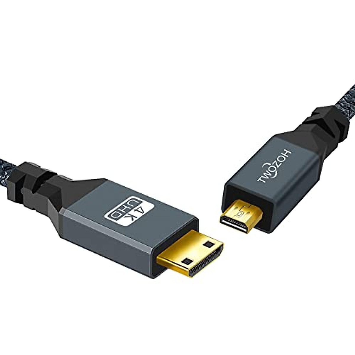 Twozoh Micro HDMI to Mini HDMI Cable, Mini HDMI Male to Micro HDMI Male Cable, Micro HDMI Type D Male to Mini HDMI Type C Male Cable Support 3D/4K 1080p 3Ft