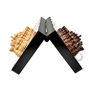 House of Chess - 10 Inch Wooden Magnetic Folding Travel Chess Set/Board with 2 Extra Knights, 2 Extra Pawns, 2 Extra Queens and Algebraic Notation - Handmade - Premium Quality