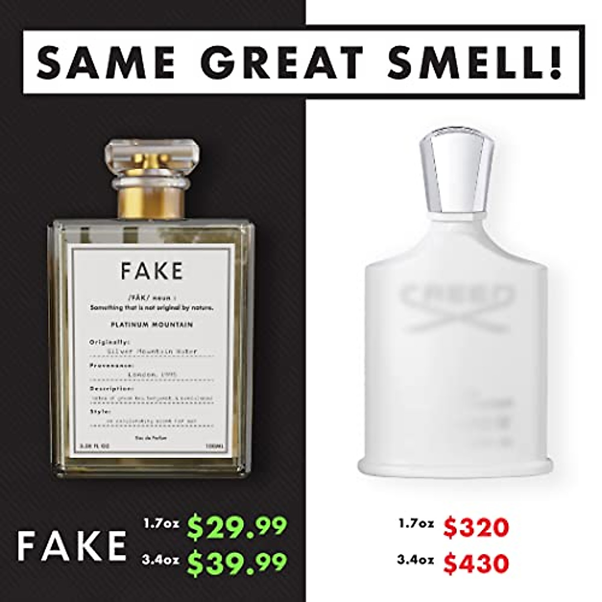 Fragrance Inspired by Silver Mountain Water Men's Cologne | Almost an Exact Clone | 1.7oz Eau de Parfum | Robust Masculine Crisp Clean Scent with a Woodsy Backbone | Unisex Fragrance is Addictive!