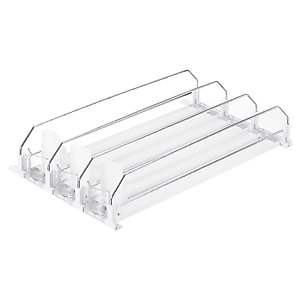 uxcell 3pcs Drink Organizer for Refrigerator, Self-Pushing Soda Can Organizer Width Adjustable Drink Dispenser Beverage Pusher for Fridge Pantry, White