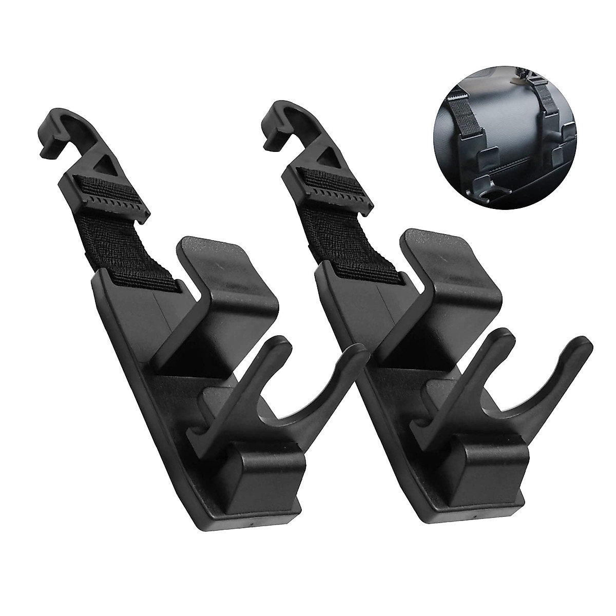 Ouzorp 2Pack Car Seat Headrest Hook, Universal Car Storage Headrest Hanger Holder Hooks Organizer, Durable Backseat Hanger Interior Accessories for Handbag