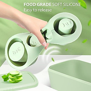 Ice Cube Tray for Stanley Cup: 30Oz-40Oz Tumbler Ice Mold Silicone - 3 Pcs Hollow Cylinder Ice Maker Freezer with Lid and Bin for Water Bottle Whiskey Cocktail Coffee Juice (Green)