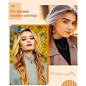 Tigeen 24 Pairs Festival Wood Cute Painted Holiday Wooden Teardrop Dangle for Gift(Pumpkin, Snowman)