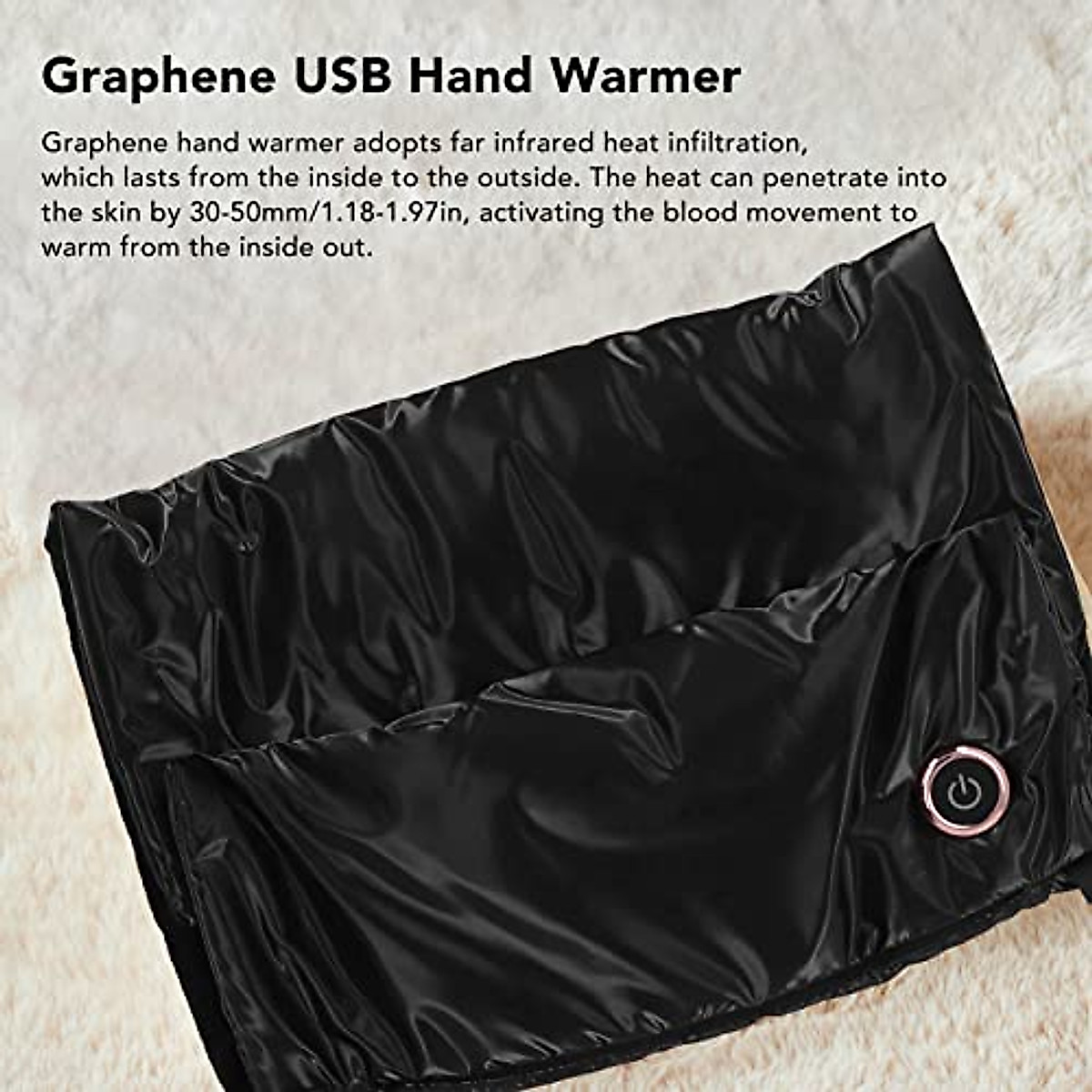 CHICIRIS Graphene, Down Cloth Portable Electric USB Cold Proof Explosion Proof High Efficiency for Travel for Office (Black)
