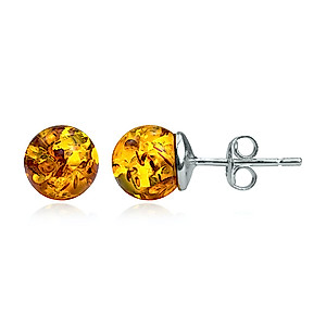 Ian and Valeri Co. Amber Sterling Silver Stud Ball Earrings 8 mm