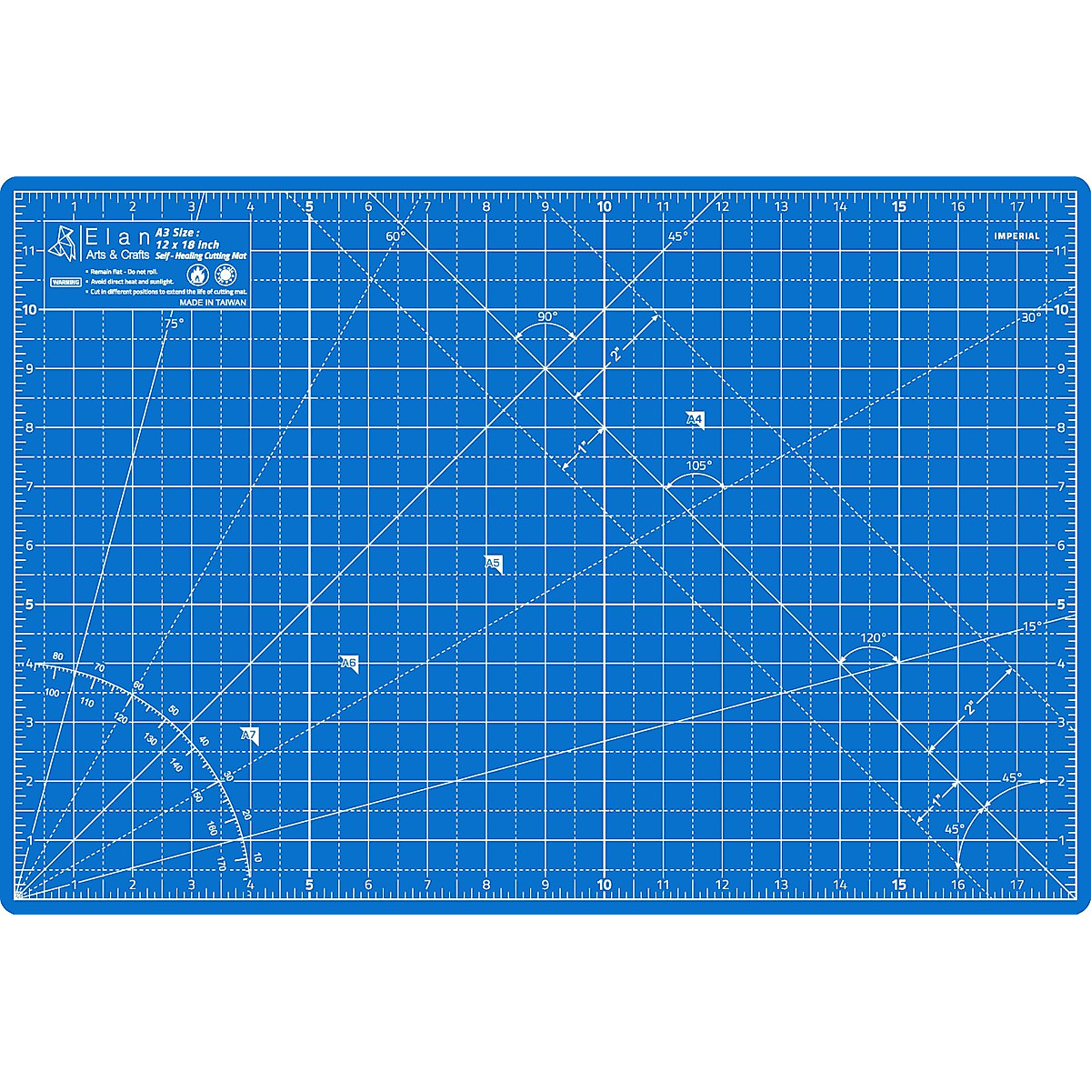 Elan Cutting Mat A3 Blue, 5-Ply Craft Mat, Self Healing Cutting Mat 18x12, Craft Cutting Board, Art Mat, Imperial Sewing Mat, Quilting Mat, Hobby Mat, for Sewing, Quilting, Quilting supplies