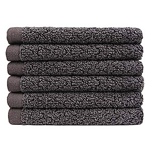 Everplush Diamond Jacquard Quick-Dry Washcloth Towel Set, 6 x (13 x 13 in), Charcoal 6 Count