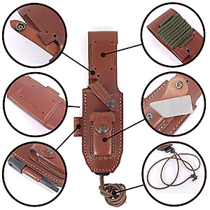 JEO-TEC Nº7 Bushcraft Survival Hunting Tactical Knife - BOHLER N690C Stainless Steel, Multi-positioned Leather Sheath, Sharpener Stone & Firesteel Included - Handmade