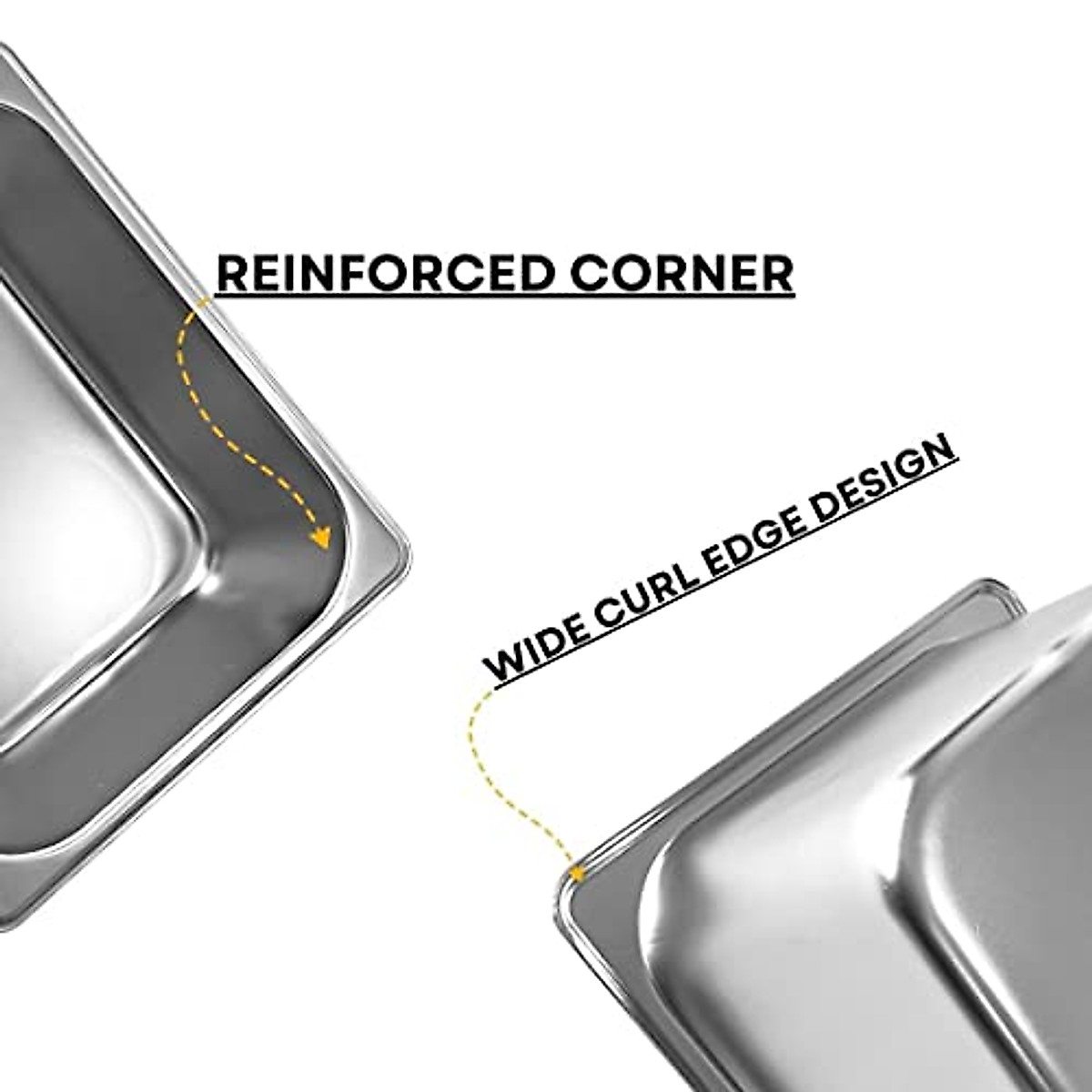 Bioexcel Oil Pan Full Size 6-Inch,Thick Stainless Steel Full Size Commercial Food Oil Tank