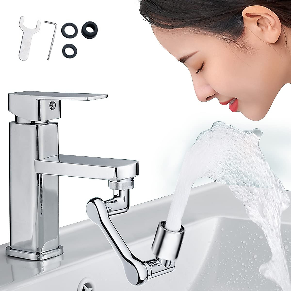1080° Faucet Extender For Bathroom Sink, Rotating Faucet Extender Aerator, Swivel Faucet Attachment, 1080 Degree Rotatable Faucet Aerator (Single-Mode)