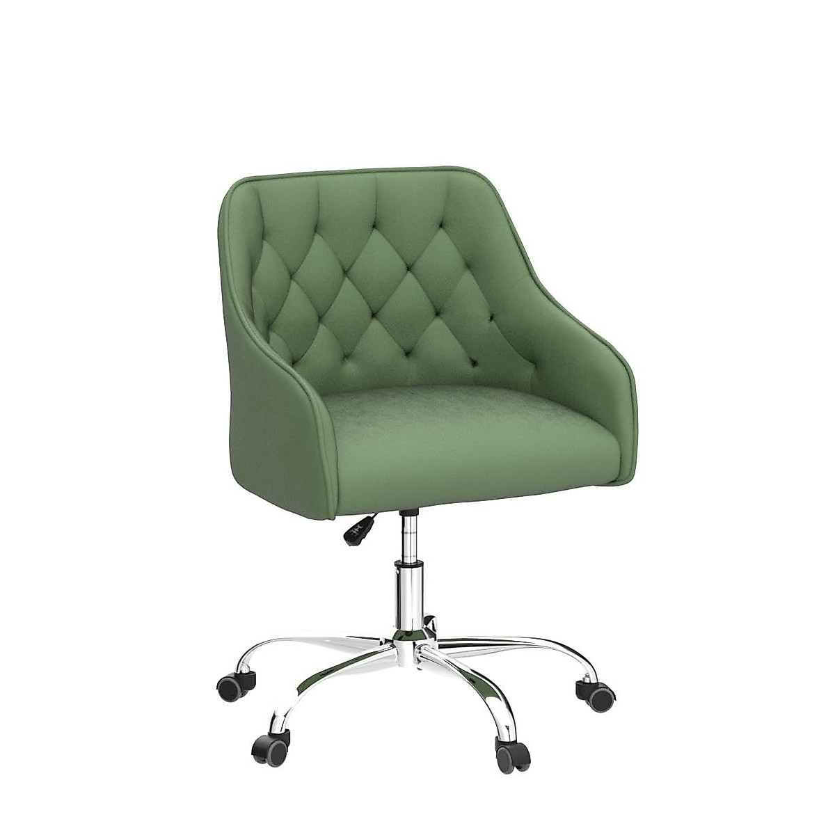 CNANXU Velvet Swivel Shell Chair with Adjustable Height,Accent Swivel Desk Chair,Modern Leisure office Chair for Living Room (Green)
