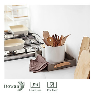 DOWAN Utensil Holder, Large Utensil Holder for Kitchen Counter (H7.2” x W6.2”), Ceramic Cooking Utensil Crock, Anti-Scratches and Stable, Spoon Holder for Kitchen Decor