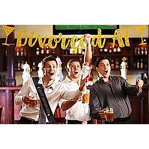 Gold "Divorced AF" Banner - Divorce Party Decorations for Women | Finally Divorced Sign | Boy Bye Felicia Goodbye Party Decor Single Party | I Do. I Did. I'm Done Farewell Breakup Party Supplies Gifts