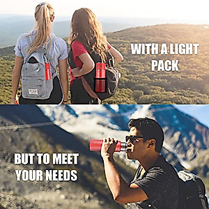 Thermoses Bottle Double Layer Stainless Steel Thermos Vacuum Insulated Sports Water Bottle Coffee Mug with Handle 24h Keeps Hot and Cold Drinks Suitable for Sports Hiking and Cycling (red)