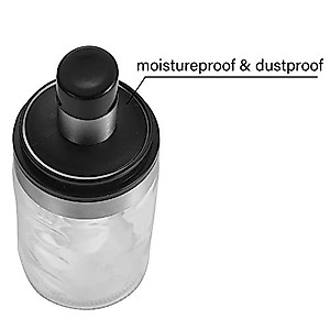 MIUPOO Honey Jar with Spoon Cover,Wave Non slip Design Glass Honey Bottle Stir Stick,Transparent of Honey Container,Honey Pot with Spoon Lid Design Kitchen Supplies