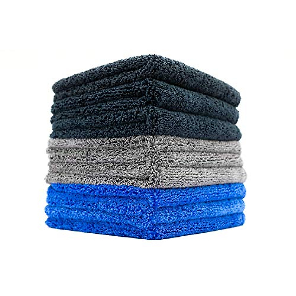 The Rag Company - Spectrum 420 Dark Pack - Professional 70/30 Blend, Dual-Pile Plush, Microfiber Auto Detailing Towels, 420gsm, 16in. x 16in, Black + Grey + Blue (9-Pack)