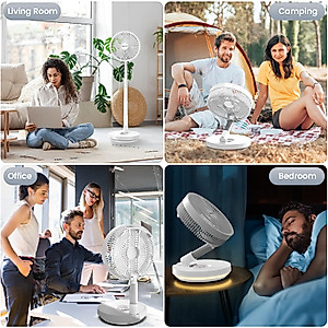 Belife X10 Portable Fan, Cordless 7200mAh Battery Operated Oscillating Fan, USB Rechargeable Desk Floor Fan with Remote & Timer & Light, Foldable Telescopic Fan for Home Bedroom Travel Camping (Navy)