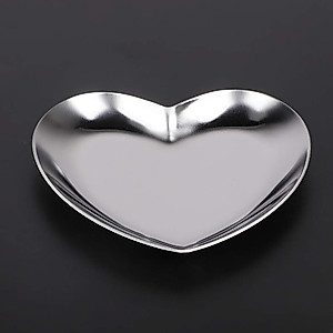 Raguso Stainless Steel Heart-Shaped Jewelry Display Tray, Silver, 3-Inch