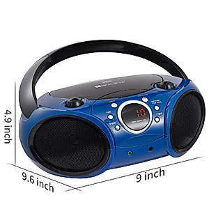 SINGING WOOD 030B Portable CD Player Boombox with Bluetooth for Home AM FM Stereo Radio, Aux Line in, Headphone Jack, Supported AC or Battery Powered (Starlight Blue)