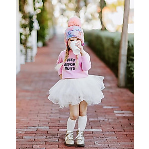 Twopumpkin Toddler Valentine's Day Shrit Baby Girl Letter Print Outfit Crewneck Sweatshirt Long Sleeve Holiday Sister Matching Clothes 2-3T V Fries Before Guys Pink