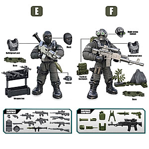 MEIEST SWAT Model Equipment Assembly Building Block Toys,8 PCS City Police Action Mini-Figures with Multiple Military Weapons Accessories,Party Favors Set
